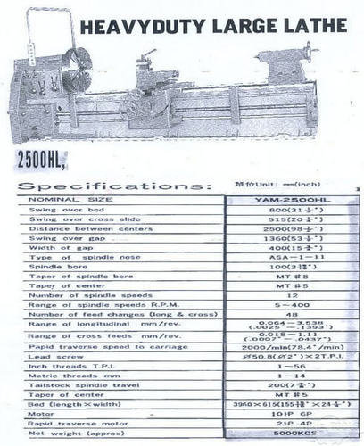 YAM IRON YAM-2500H Engine Lathes #497118 - MachineTools.com