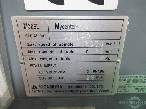 KITAMURA MYCENTER 2XI 立型マシニングセンタ 624313 - MachineTools.com