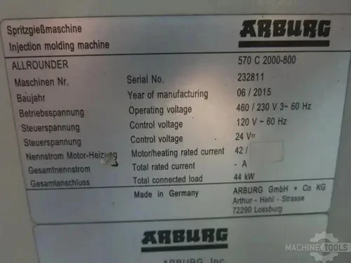 ARBURG 570C 2000-800 Injection Molding Machines Used - Excellent ...