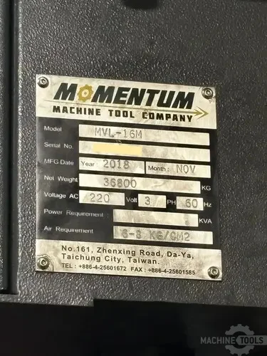 MOMENTUM MVL 16M Vertical Boring Mills (incld VTL) Used - Excellent ...